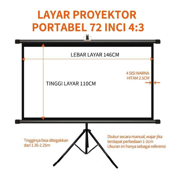 Jual Layar Proyektor Manual Gantung (Layar Proyektor 72") Layar ...
