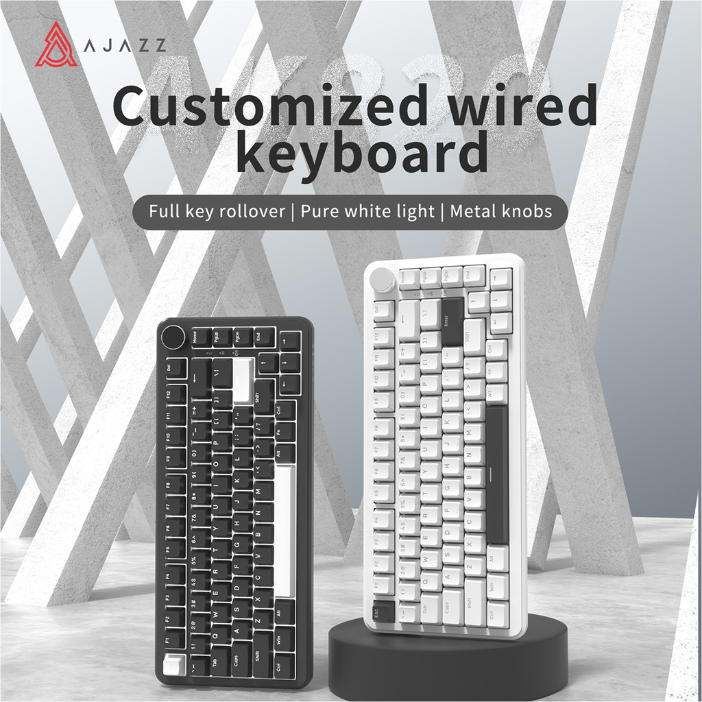 Jual Ajazz AK820 Monochrome V2 Keyboard Mechanical Gaming 75% Gasket ...