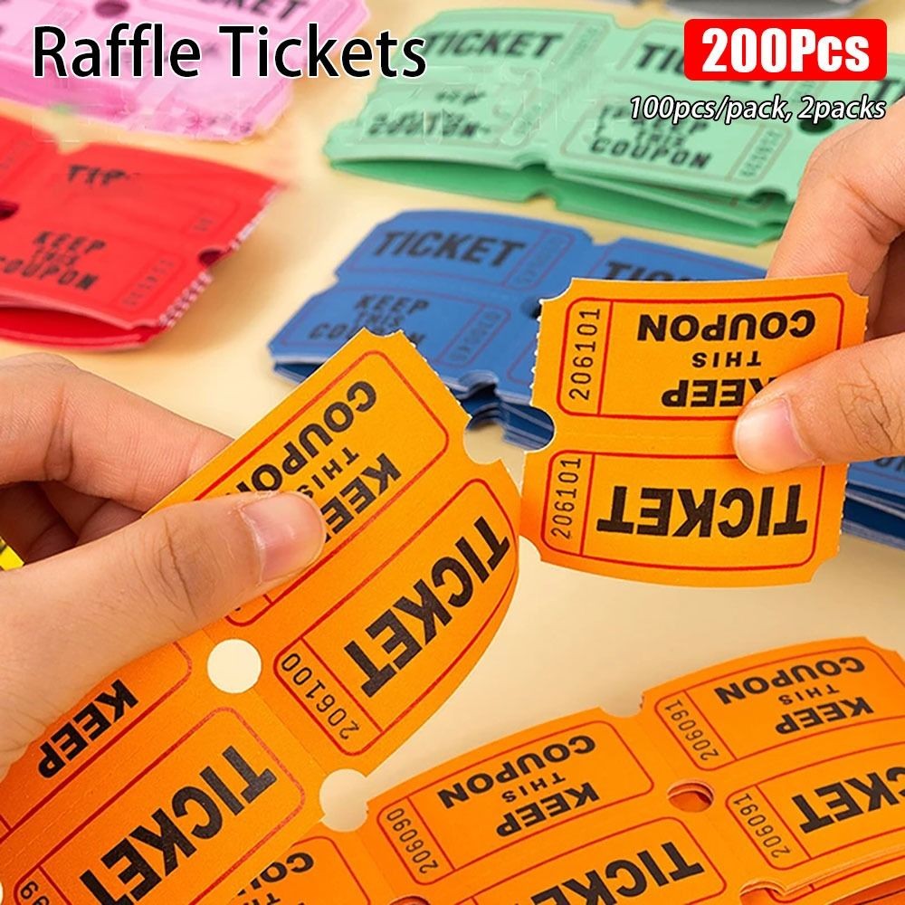 Jual 200Pcs Raffle Tickets For Classroom Lottery Roll Of Single Paper ...