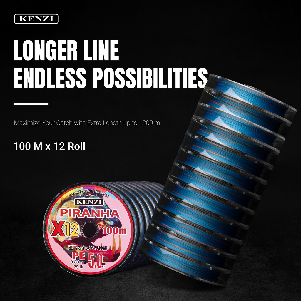 Jual senar PE KENZI PIRANHA X12 100m 12x100m | Shopee Indonesia