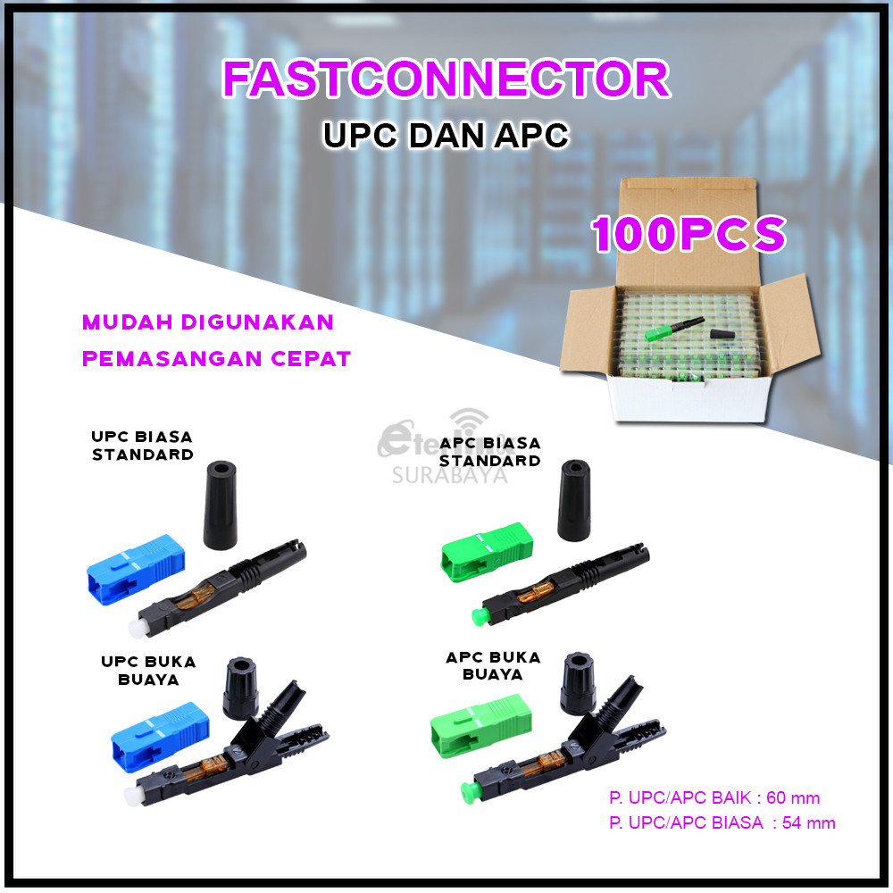 Jual FTTH Konektor Fiber Optic SC / UPC Fiber Optic SC Fast Connector SC UPC/APC 10 PCS | Shopee ...