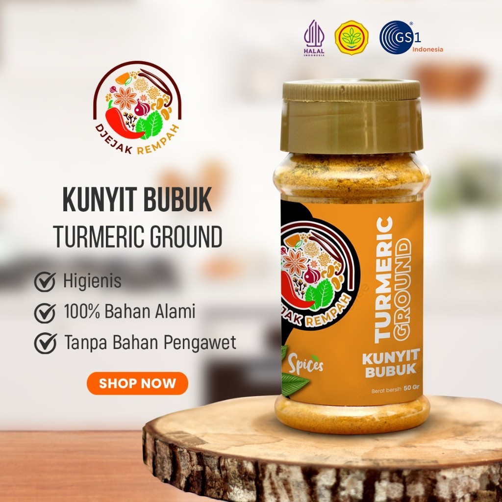Jual Kunyit Bubuk Turmeric Powder 50 Gram Rempah Bubuk Bumbu Dapur ...
