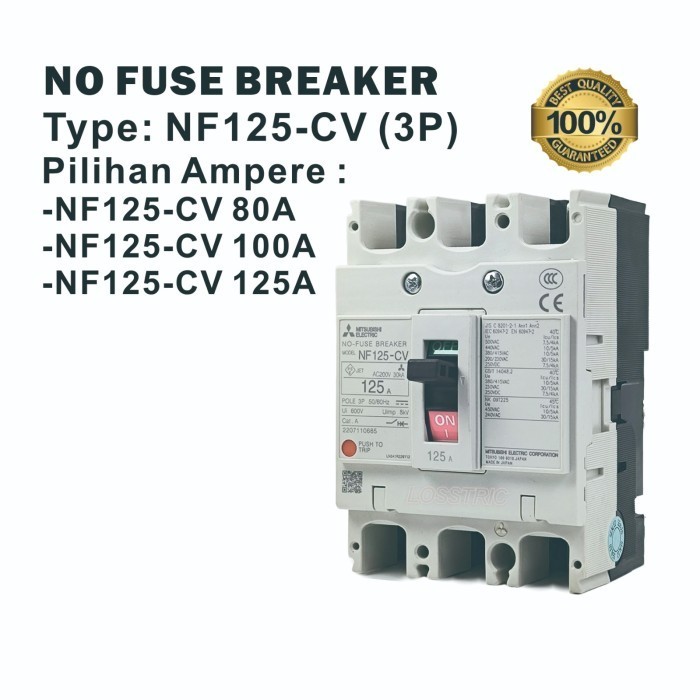 Jual NFB (NO FUSE BREAKER ) MCCB 3P MITSUBISHI NF125-CV 80A / 100A / 125A | Shopee Indonesia