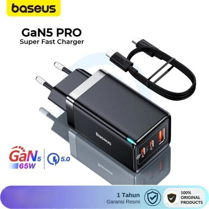 Jual BASEUS GAN5 PRO FAST CHARGER 2C+U 65W EU ORIGINAL GARANSI RESMI ...