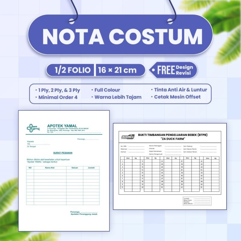 Jual Cetak Nota Custom Ukuran 1/2 Murah Kontan Faktur | Shopee Indonesia