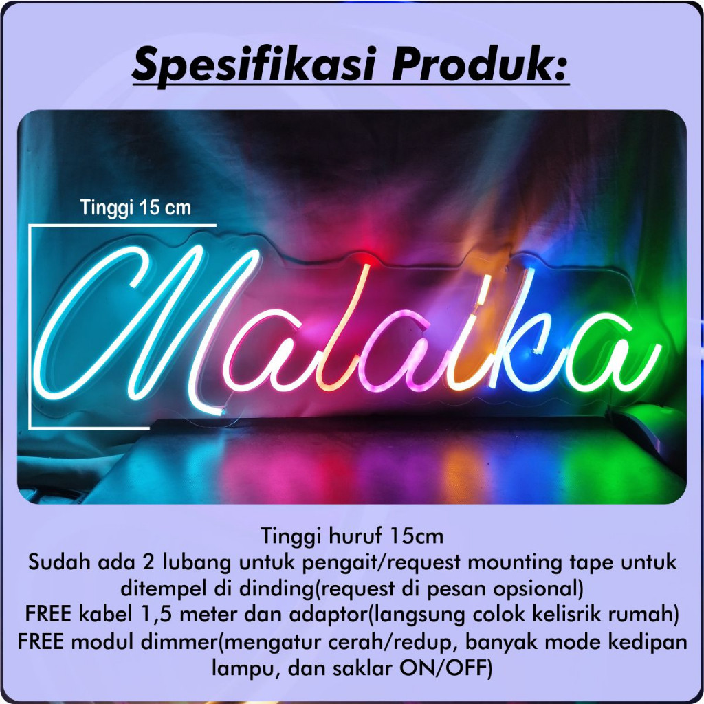 Jual Promo Termurah Custom Nama Lampu Kamar Paket Hemat 3-10 Huruf Custom Lampu Nama Neon Flex ...