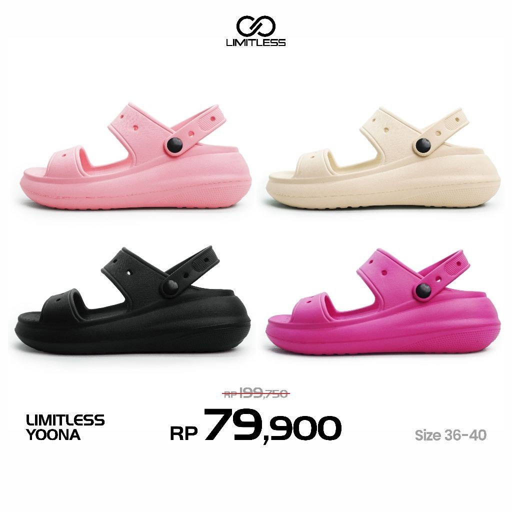 Jual LIMITLESS Sandal Wedges Wanita Slop Tinggi 7 CM YOONA Terbaru ...