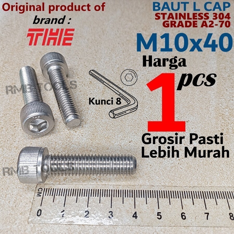 Jual Baut L Cap Hex Socket M10x40 STAINLESS STEEL 304 A2-70 BLS M10 | Shopee Indonesia