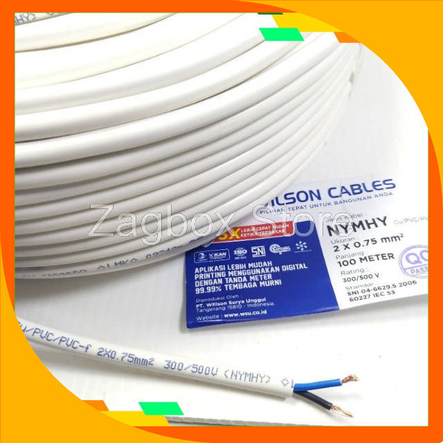 Jual Mentari Jaya - Wilson Kabel Listrik 2x0.75 Meteran - Kabel Serabut 2x0,75 NYMHY Per Meter ...