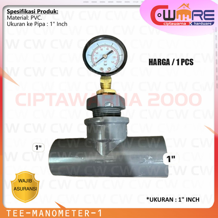 Jual Test Tekanan Pompa Air Manometer 10 Bar dengan Tee Manometer Raket ...