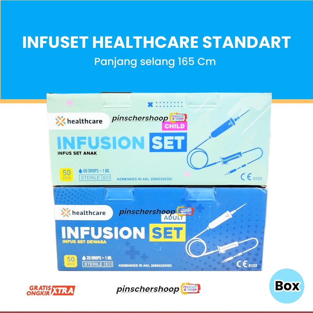 Jual Infuset Healthcare Selang Infusion Set Standart / Box | Shopee ...