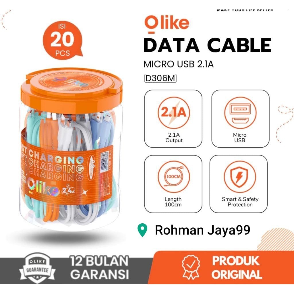 Jual 1 TOPLES SEGEL ISI 20 PCS Kabel data OLIKE D306M MICRO / D306C TYPE C 2.4A fast charging ...