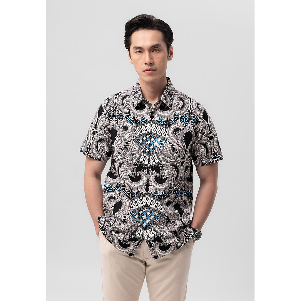 Jual MANZONE - Batik Lengan Pendek Pria Devantara 01 Modern Fit - Black ...