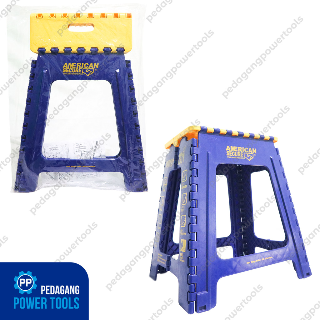 Jual AMERICAN TOOL Kursi Lipat Kuning Biru Bangku Pijak Serbaguna ...