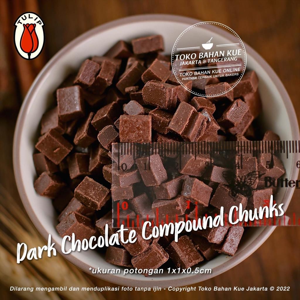 Jual Tulip Choco Chunks Compound Dark Chocolate 500gr Cokelat Potongan ...