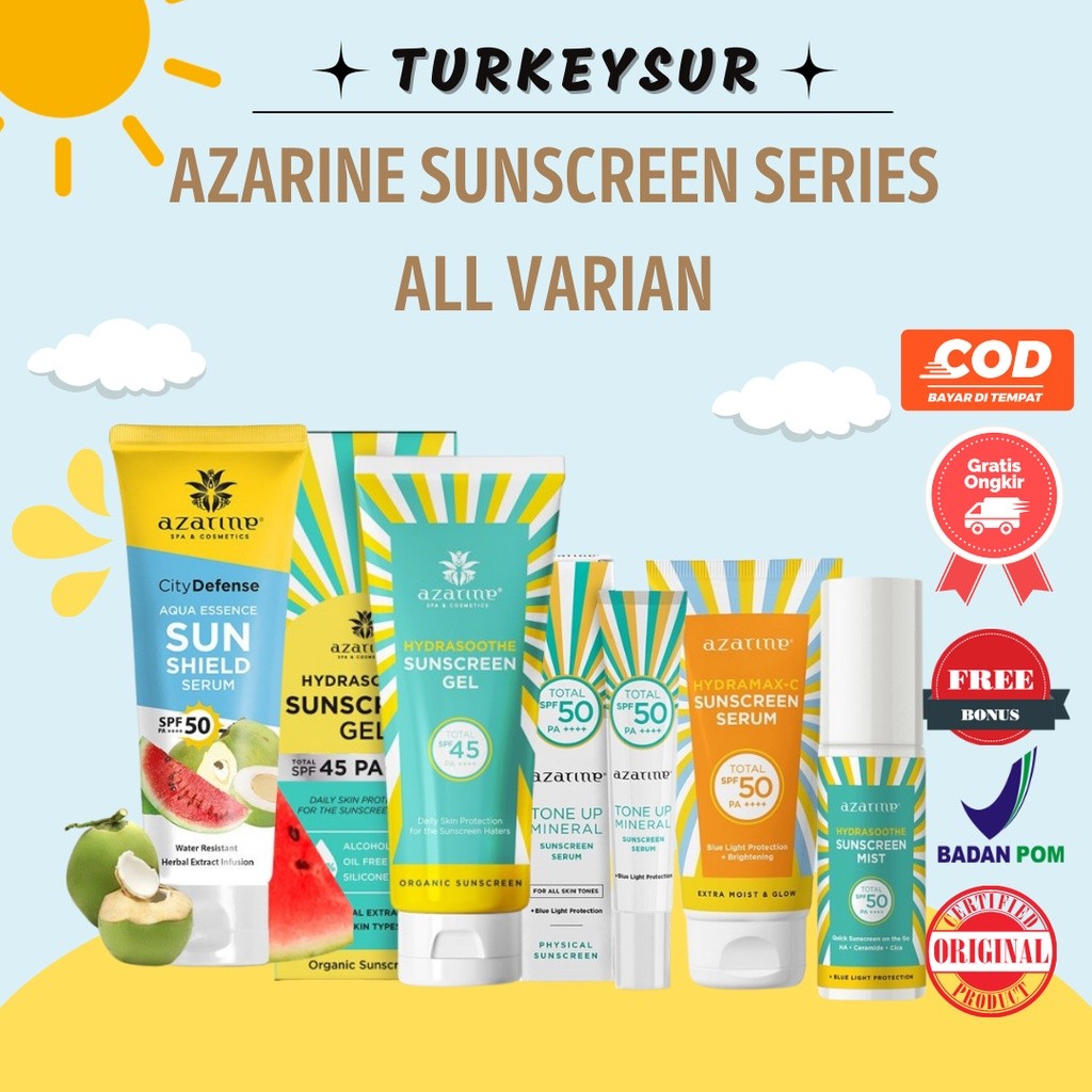Jual Azarine Sunscreen Series Aqua Essence Sun Shield Serum SPF 50 ...