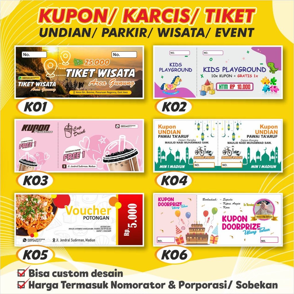 Jual COD Kupon Undian Karcis Parkir Kupon Jalan Santai Tiket Karnaval ...