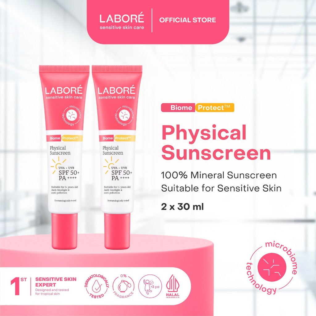 Jual Labore Physical Sunscreen SPF 50 PA ++++ Bundle Twinpack (2 x 30 ...