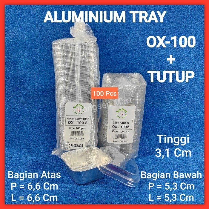 Jual ( CUP + TUTUP ) Aluminium tray OX-100 wadah cup Aluminium foil isi 100pcs | Shopee Indonesia