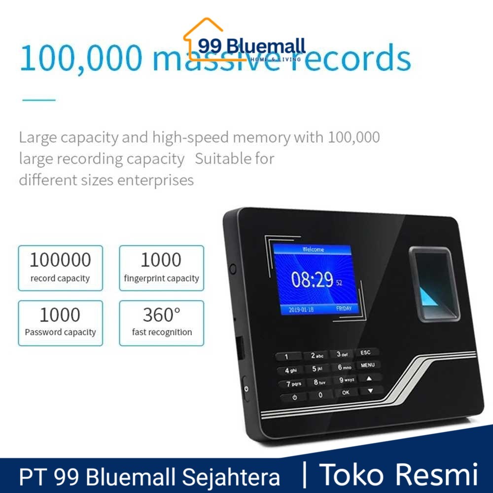 Jual Mesin Absen Sidik Jari Biometric Time Attendance Fingerprint F20H ...