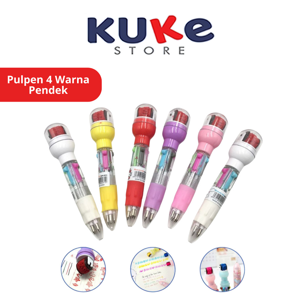 Jual Pulpen 4 Warna Pendek + Roller Stamp / Pen 5in1 Multicolor ...
