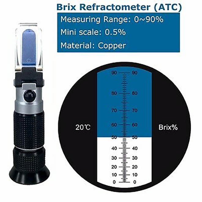 Jual Refractometer Brix 90% 0-90% Refraktometer Gula Sirup Jus Madu ...