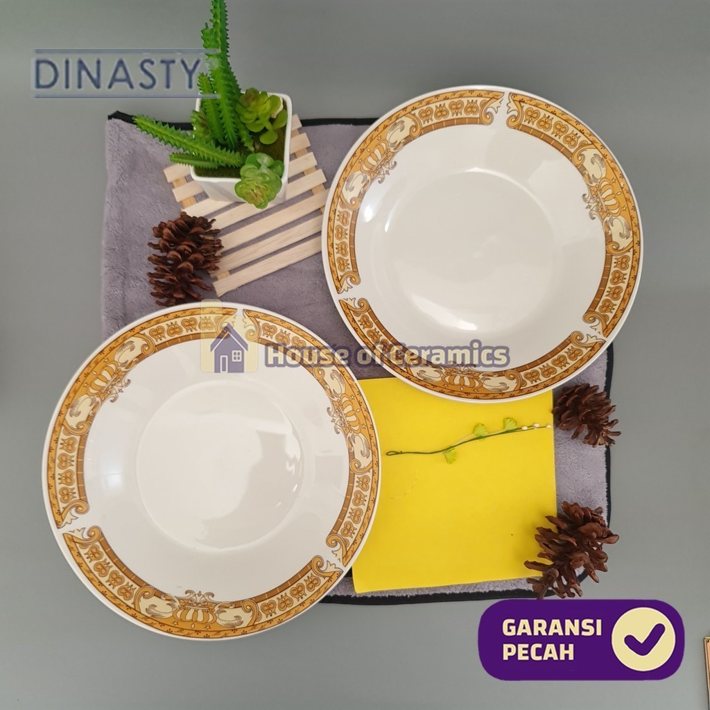 Jual DYNASTY Piring Keramik Makan GOLDEN CROWN 9 Inch 23 Cm Piring ...