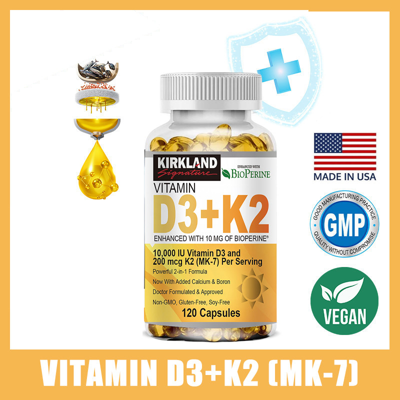Jual Vitamin D3 K2 10000 IU Mendukung Kekebalan Tulang, Gigi dan Otot ...