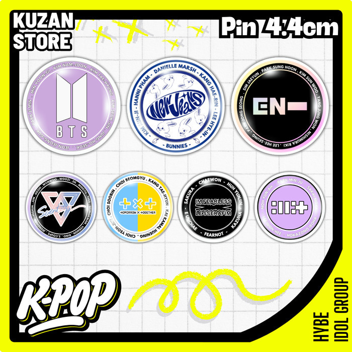 Jual Pin Logo KPOP 4.4 cm (HYBE Idol Group Logo) / Pin Badge / Pin Button / Pin Peniti / Pin ...