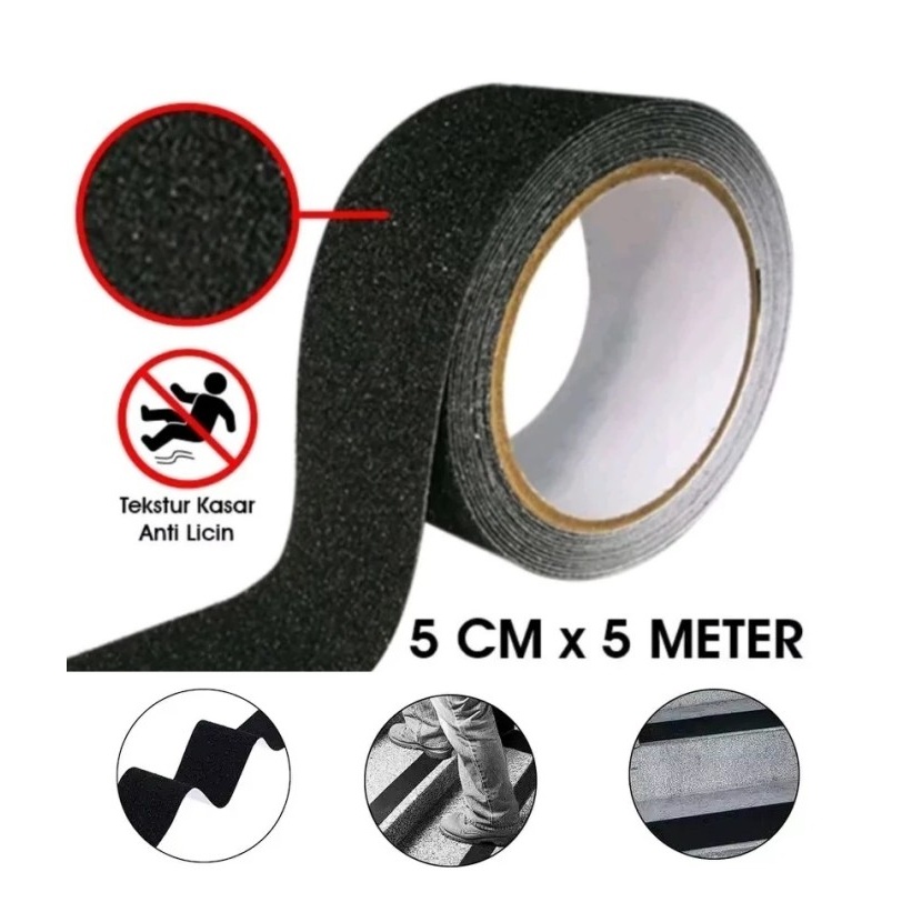 Jual Stiker Lakban Tempel Lantai Anti Slip Tape Licin Plakban Aspal Pasir Silika PVC Kasar Lebar ...