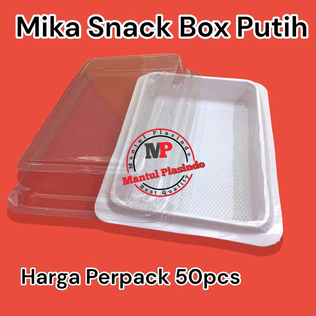 Jual (ISI 50) Mika Kue Snack Box Putih / Tray Box Bento Brownies Kue ...