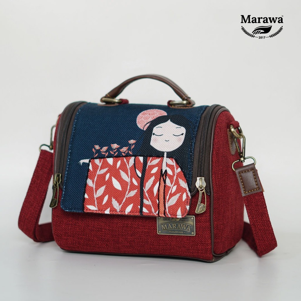 Jual MARAWA Frio - Furisode Tas Selempang Wanita Etnik Handmade Merah ...