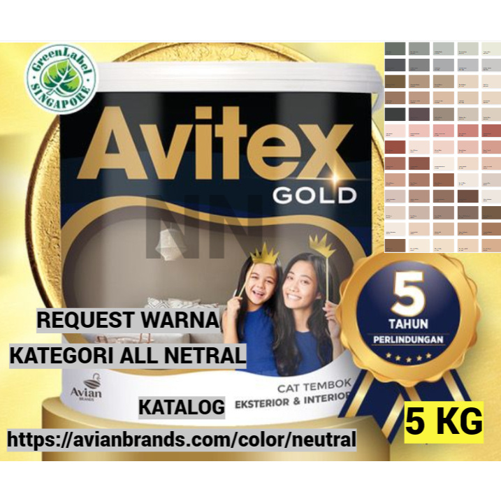 Jual CAT TEMBOK 5KG REQUEST WARNA ABU ABU AVITEX GOLD CET PELAPIS ...