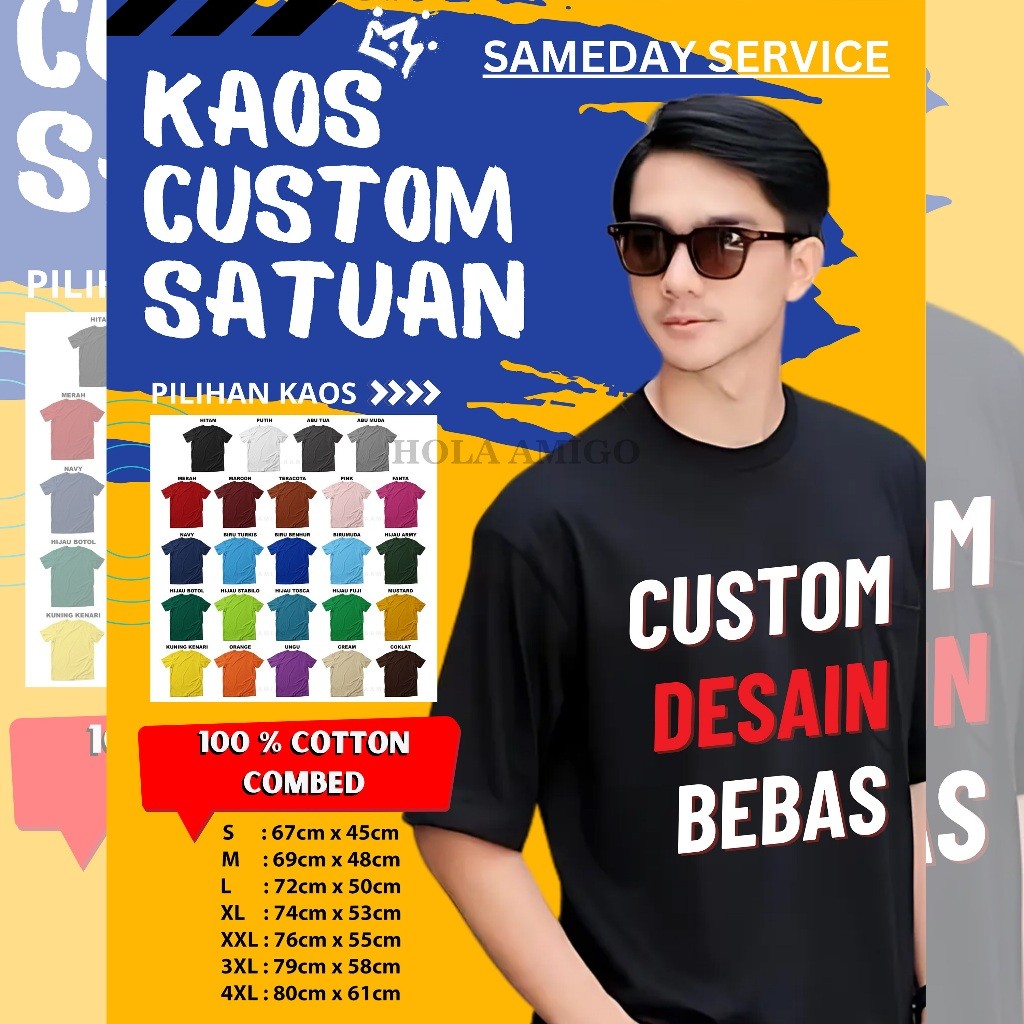 Jual Mecustom BAJU KAOS SABLON CUSTOM SATUAN FOTO GAMBAR NAMA TULISAN KATA - KATA DESAIN SENDIRI ...