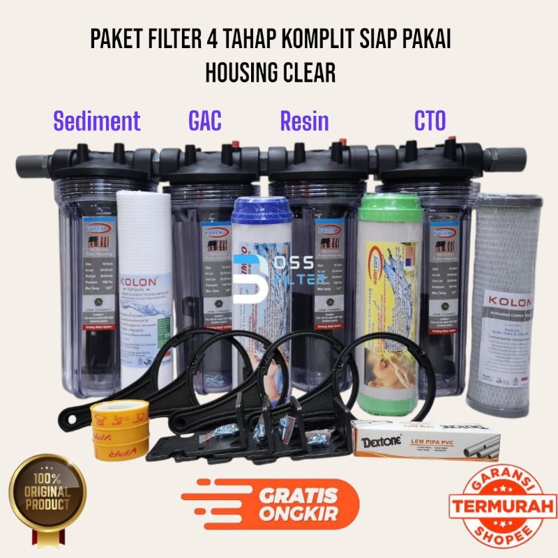 Jual PAKET FILTER AIR 4 TAHAP / PAKET FILTER AIR BERKAPUR 4 HOUSING ...