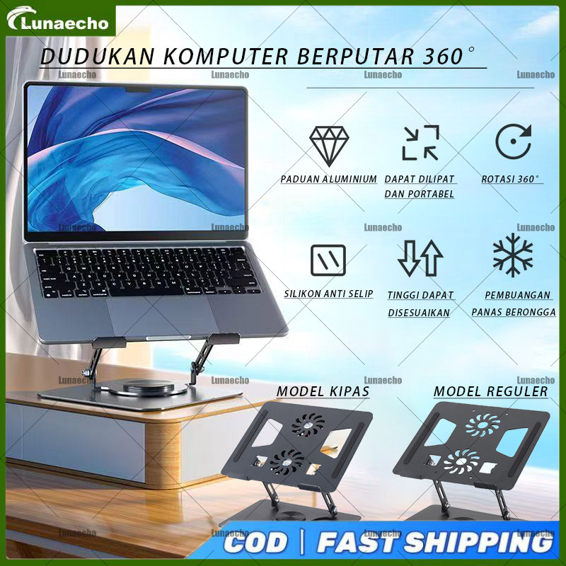 Jual Stand Laptop 360° Rotasi + Bawaan Kipas Pendingin - Portable, Bisa Dilipat / Dudukan ...