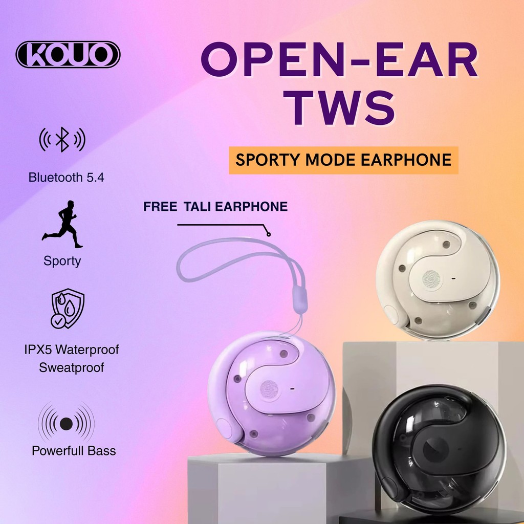 Jual KOUO Earphone Wireless Desain Open-ear Cocok Untuk Olahraga ...