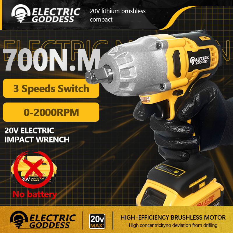 Jual Electric Goddess 2000RPM High Torque Electric Wrench Brushless Cordless Impact Wrench Power ...