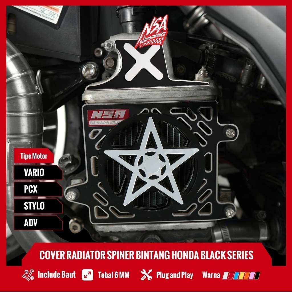 Jual NSA PAKETAN COVER RADIATOR SPINER BINTANG BLACK SERIES HONDA VARIO ...