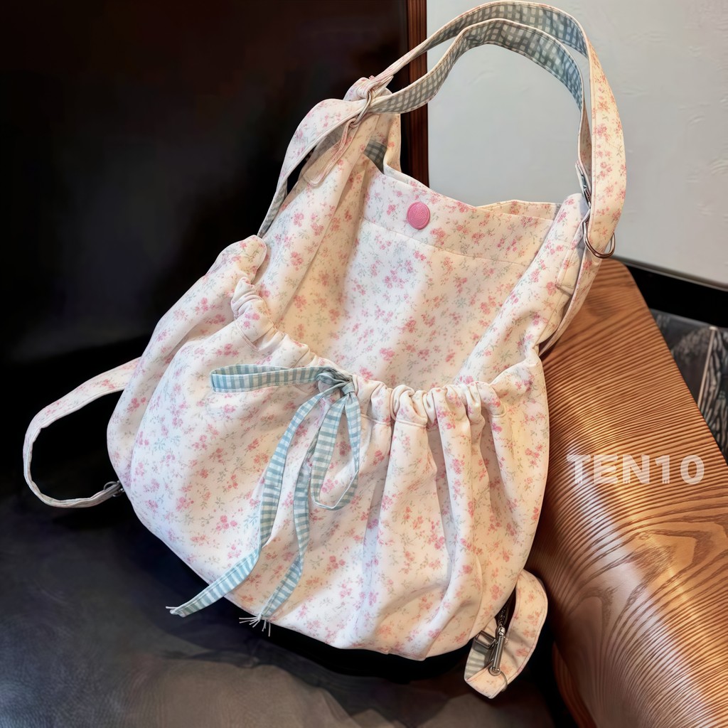 Jual 【COD 】Tas Kanvas Bunga Tas Ransel Mini Motif Korea Tas Sekolah SMA ...