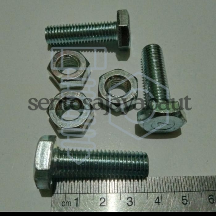 Jual BAUT + MUR PUTIH BMP M10 X 35 MM GALVANIS ( KUNCI 17 ) | Shopee Indonesia