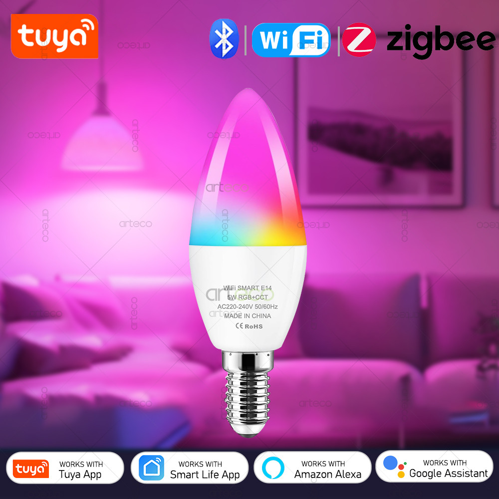 Jual Tuya E14 LED Bulb WiFi Zigbee Bluetooth Optional,Dimmable Smart ...