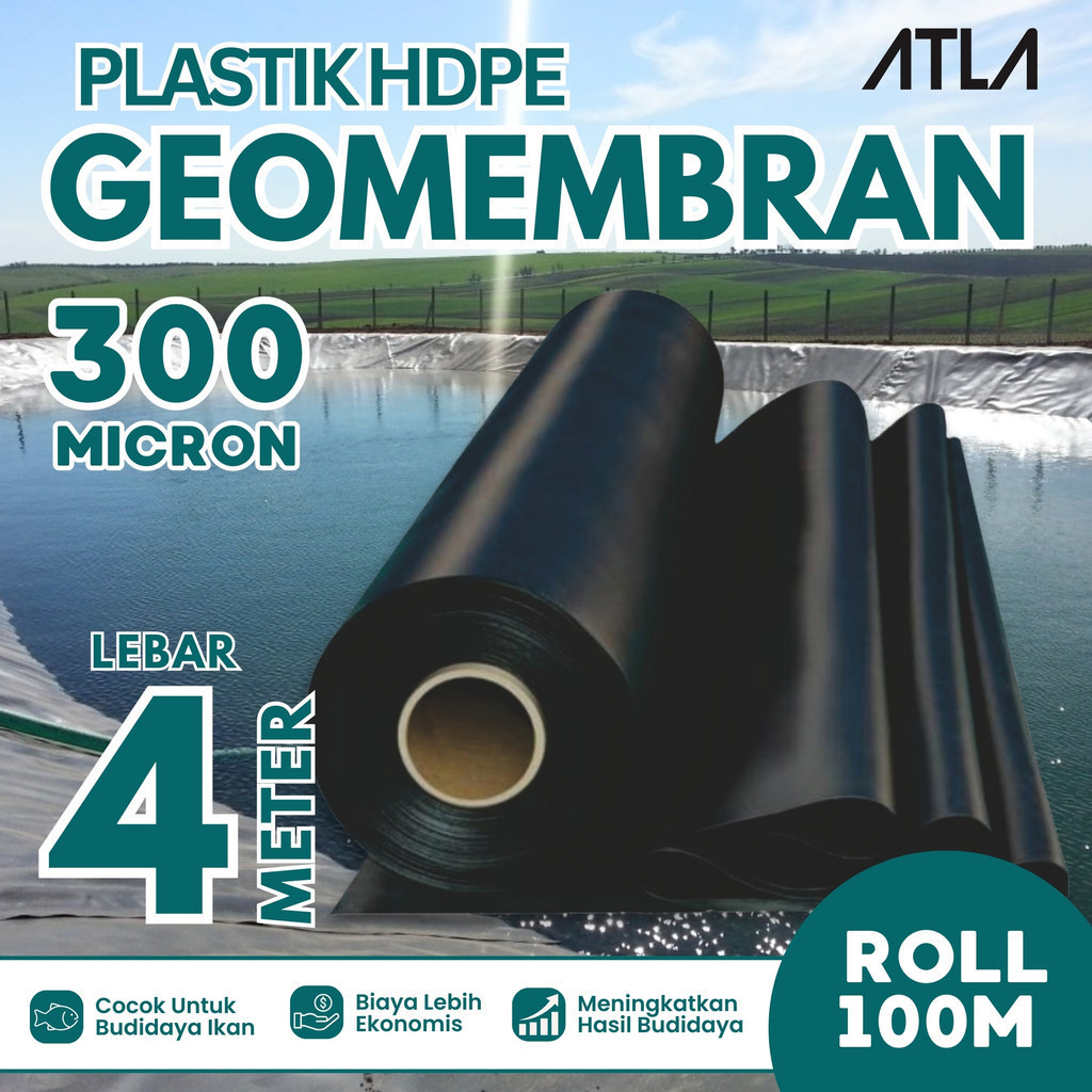 Jual Plastik Geomembran 4 Meter 300 Micron Hitam Plastic Geomembrane ...