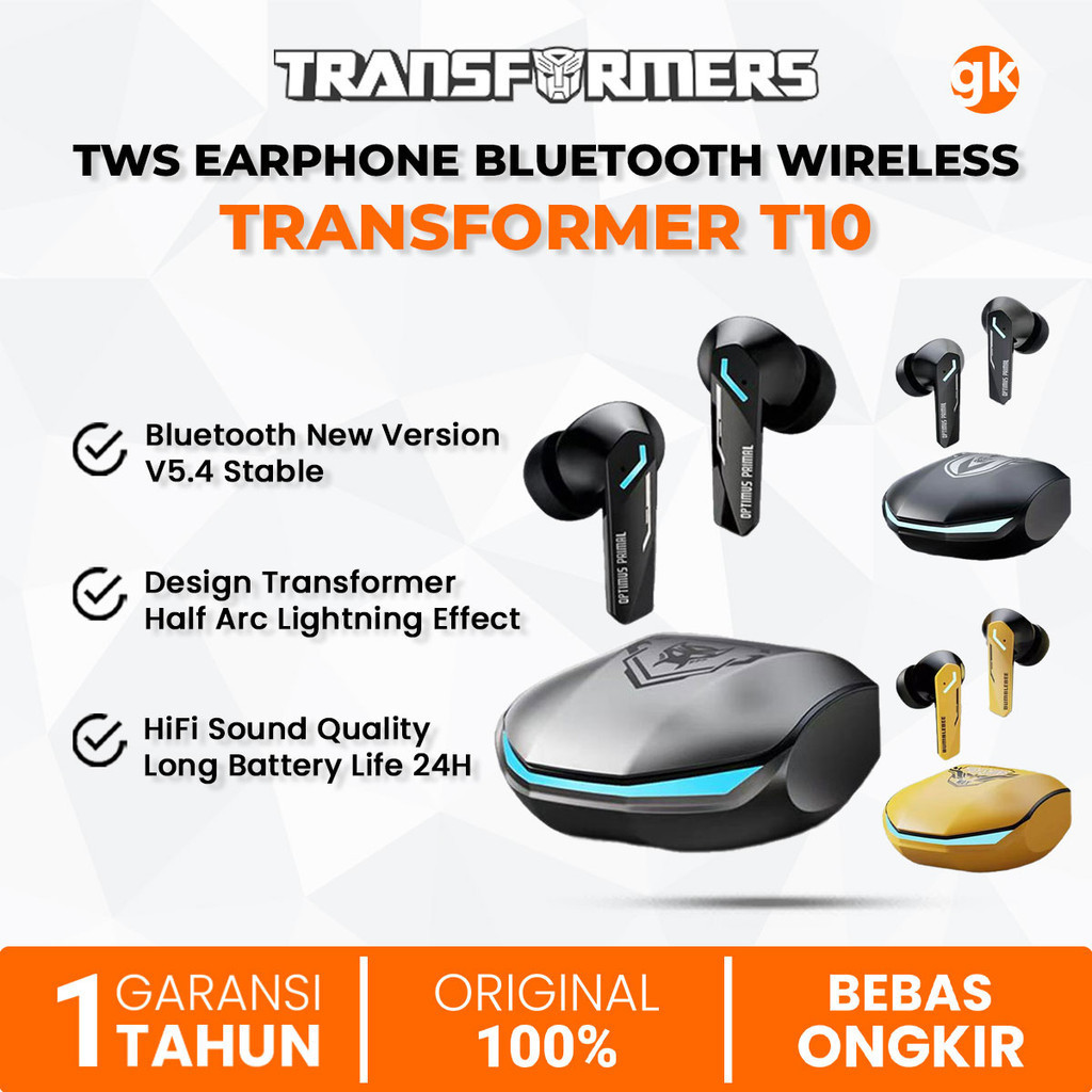 Jual Monster X Transformers T10 TWS Earphone Bluetooth Wireless V5.4 ...