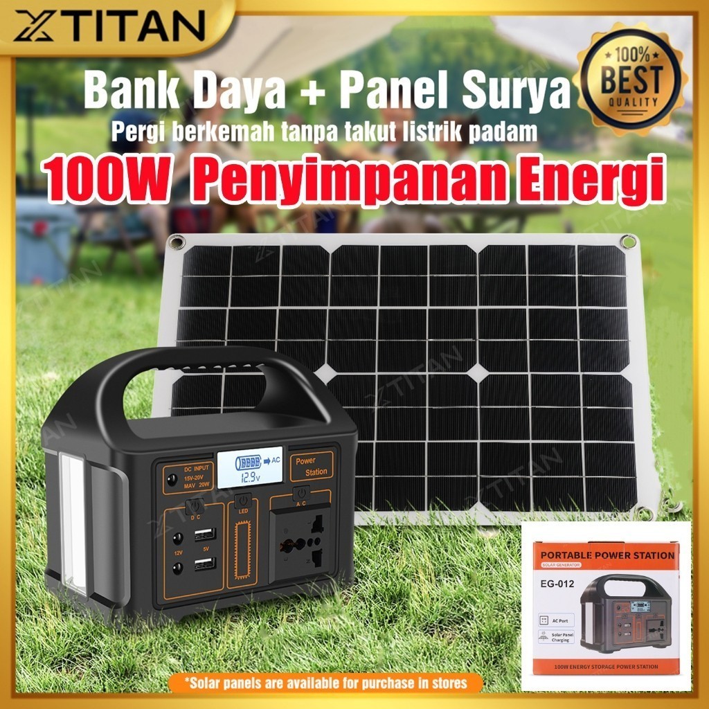 Jual Pembangkit Listrik Tenaga Surya 220V 100W Powerbank Portabel Generator Tenaga Surya Pengisi ...
