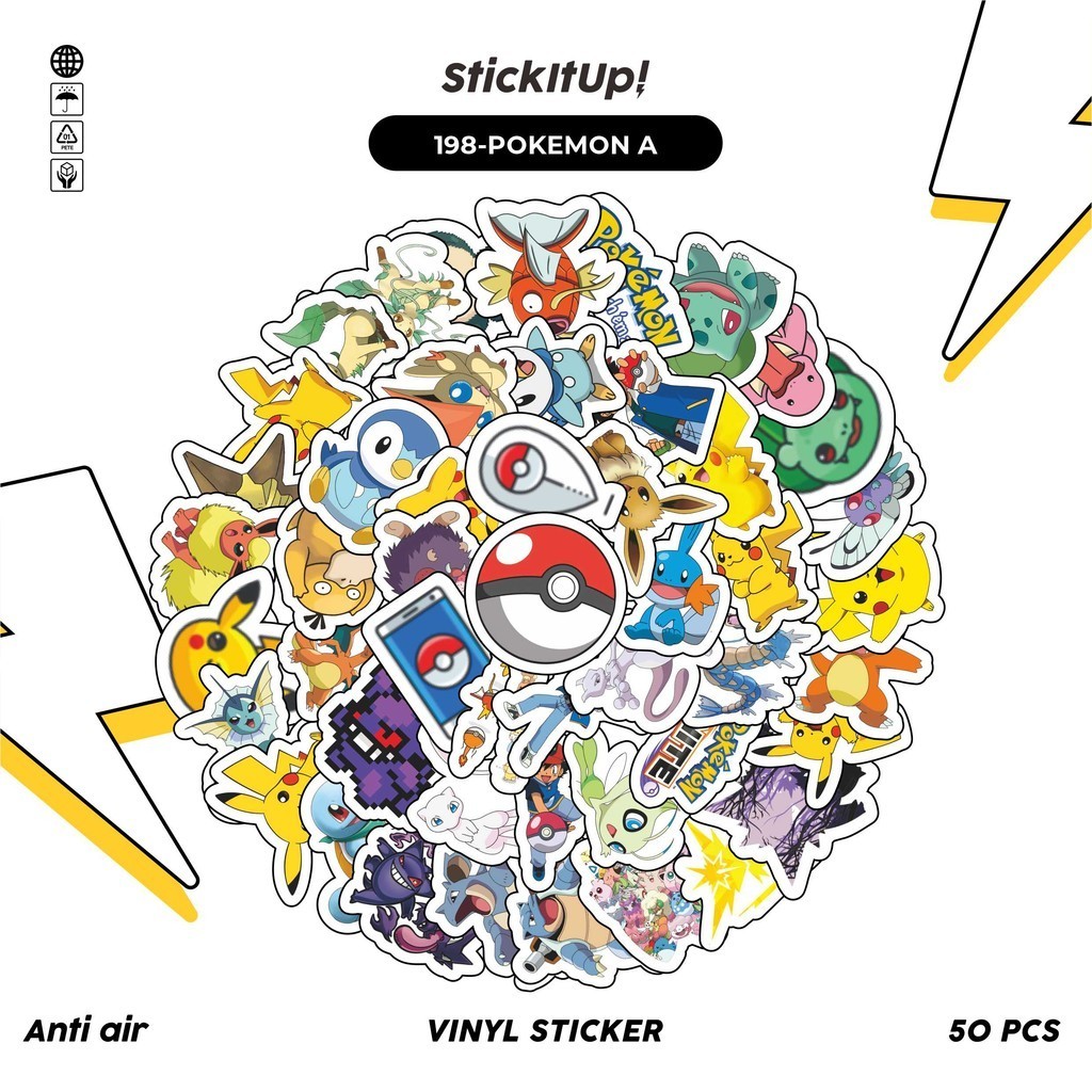 Jual COD 50 Pcs Stiker Pack Graffiti Motif Kartun Pokemon Lucu ...