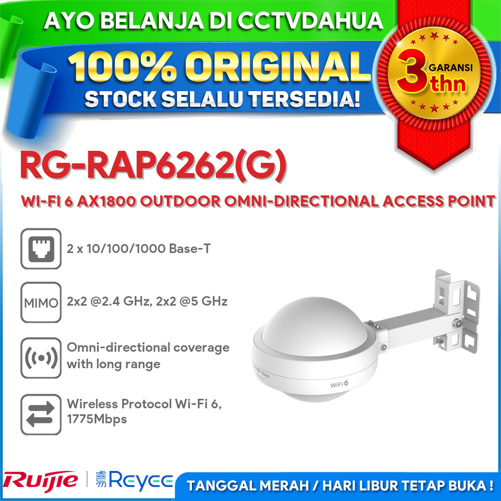 Jual RUIJIE REYEE RG-RAP6262(G) WI-FI 6 AX1800 OUTDOOR OMNI-DIRECTIONAL ...
