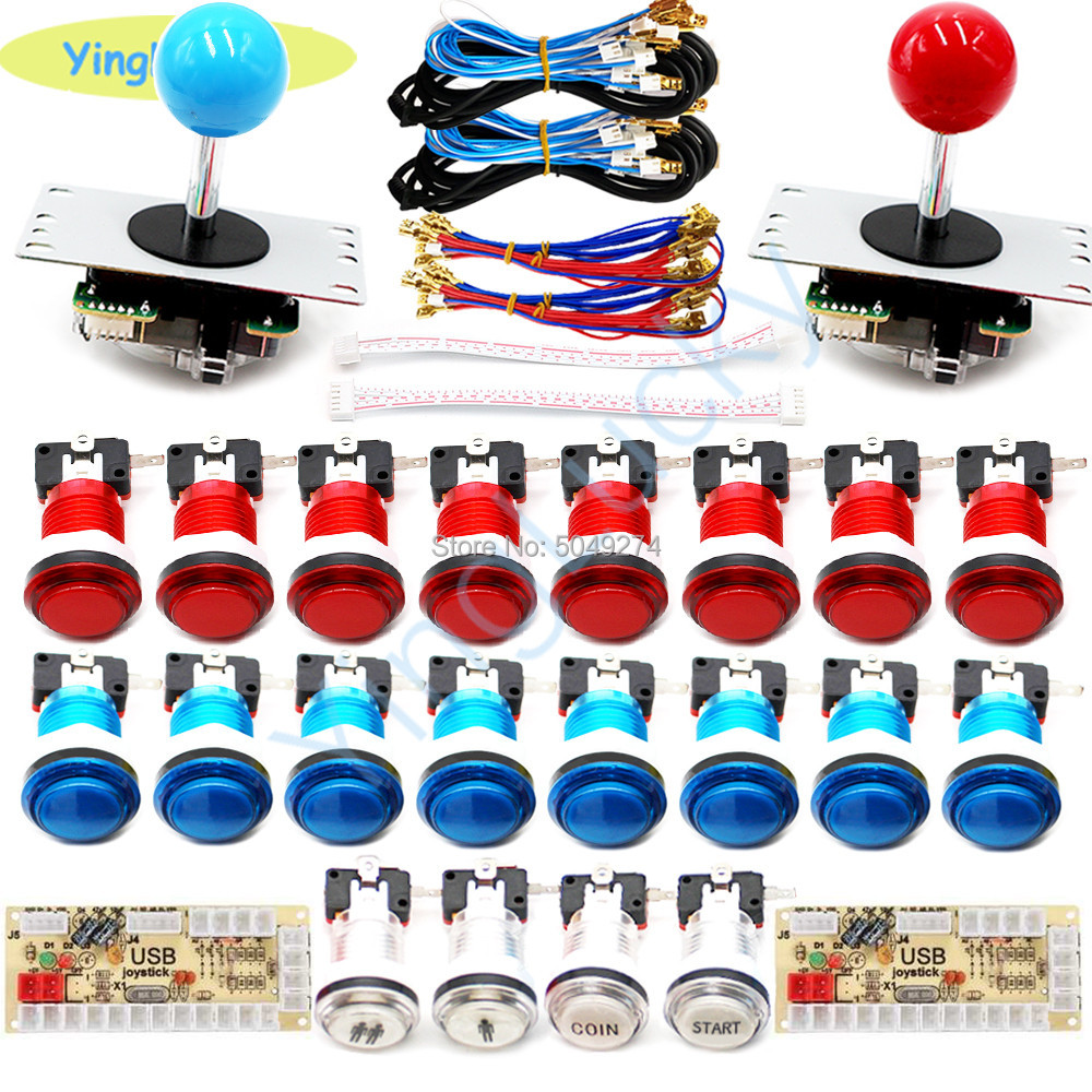 Jual DIY Zero Delay Arcade kit Arcade parts Bundles sanwa Joystick 12V led Arcade Push Buttons ...