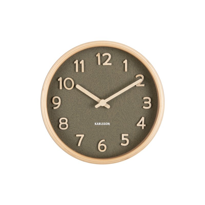 Jual Karlsson Table Clock Pure Wood Grain Moss Green D.18cm | Shopee ...