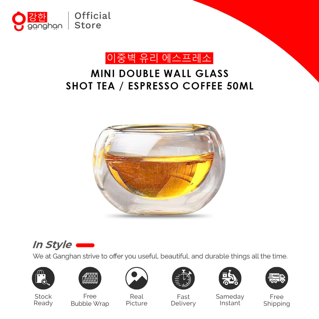 Jual Ganghan Cangkir Teh Cawan Kaca Mini Double Wall Chinese Tea ...
